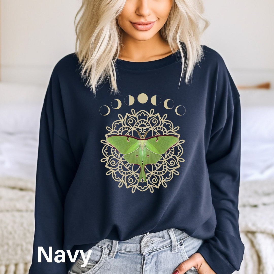 Luna Moth Sweatshirt, Moon Phase Sweater, Celestial Sweatshirt ...