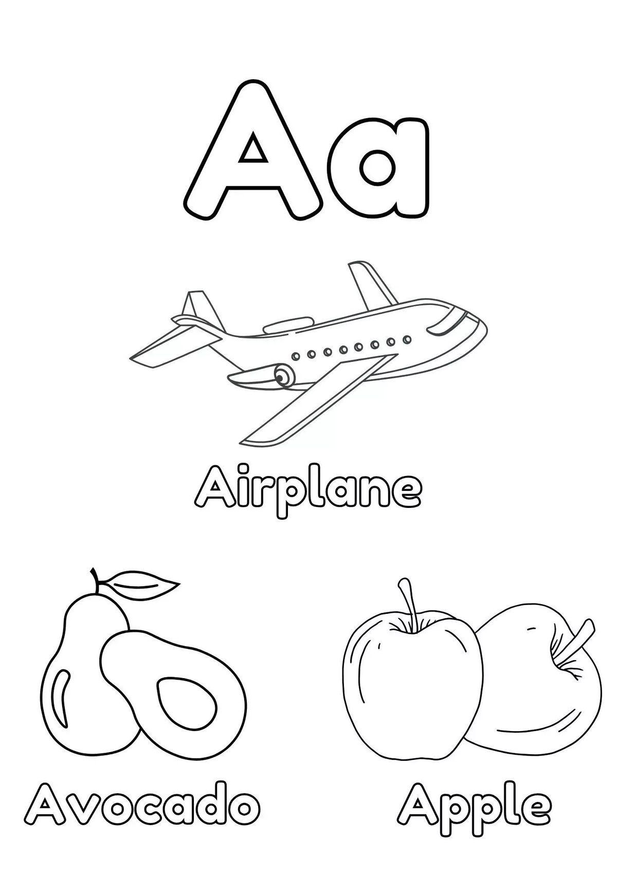 Happy Alphabet Coloring Book Printable Pages 26 Digital Instant ...