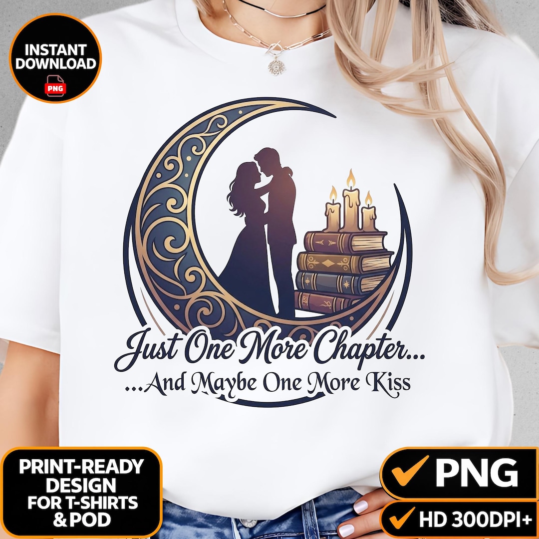 Book Lover PNG Shirt Design, Dark Academia Romantasy Graphic, Bookish ...