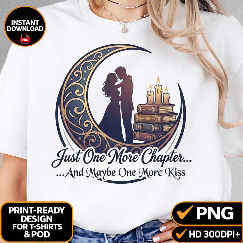 Book Lover PNG Shirt Design, Dark Academia Romantasy Graphic, Bookish ...