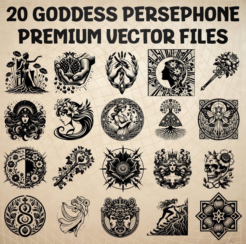 Goddess Persephone SVG PNG Bundle | 20 Greek Mythology Clipart | for ...