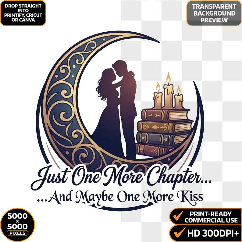 Book Lover PNG Shirt Design, Dark Academia Romantasy Graphic, Bookish ...