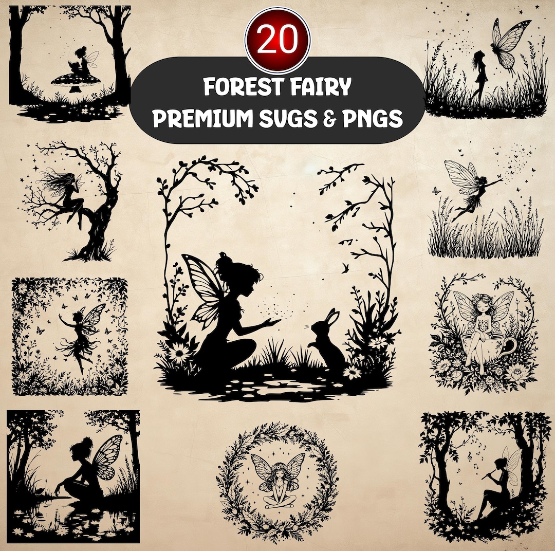 Forest Fairy SVG PNG Bundle for Sublimation, Cricut & Scrapbooking, 20 ...