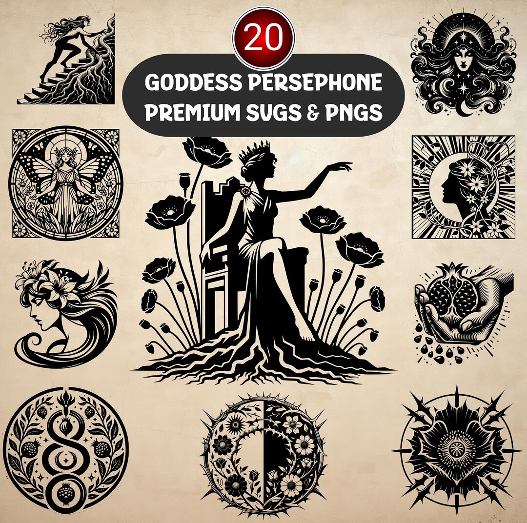 Goddess Persephone SVG PNG Bundle | 20 Greek Mythology Clipart | for ...