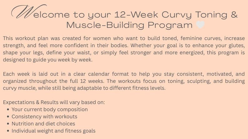 12-week Curvy Toning & Muscle-building Workout Program - Etsy