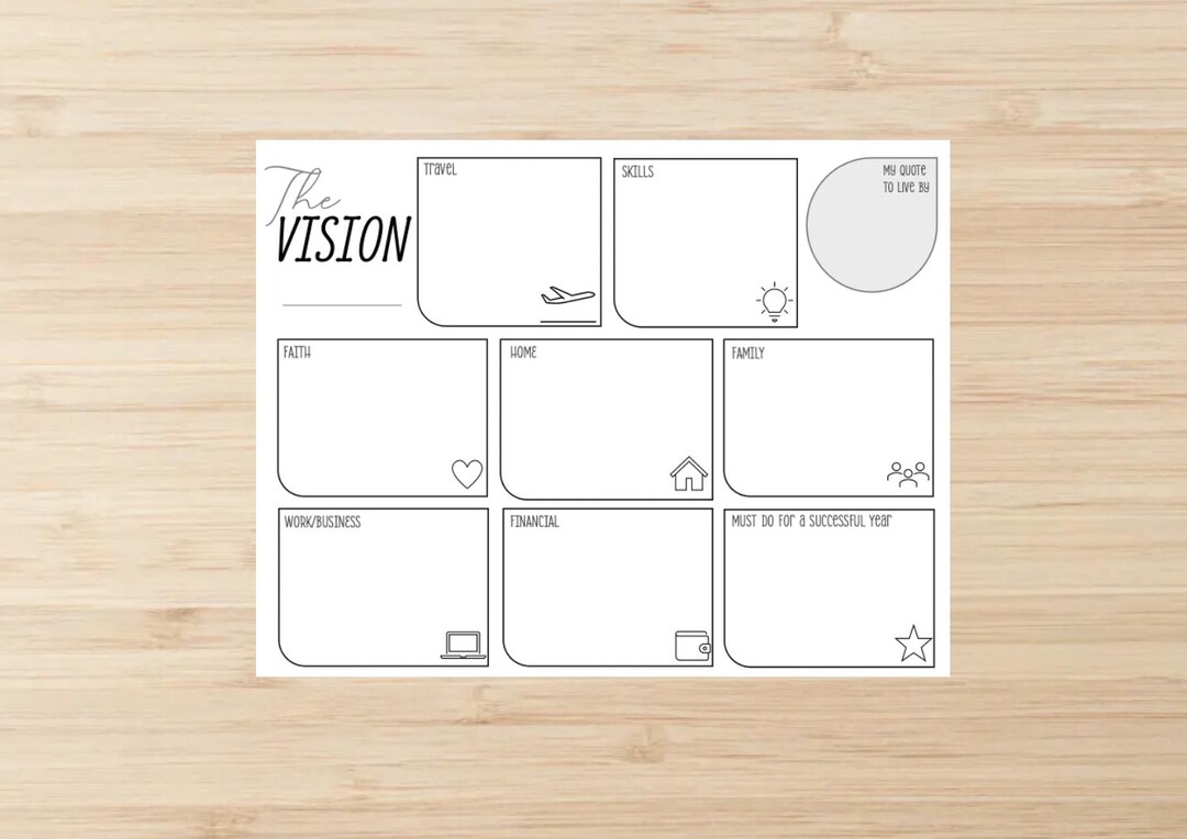 Easy Vision Board Brainstorming Template | Clean and Simple Digital ...