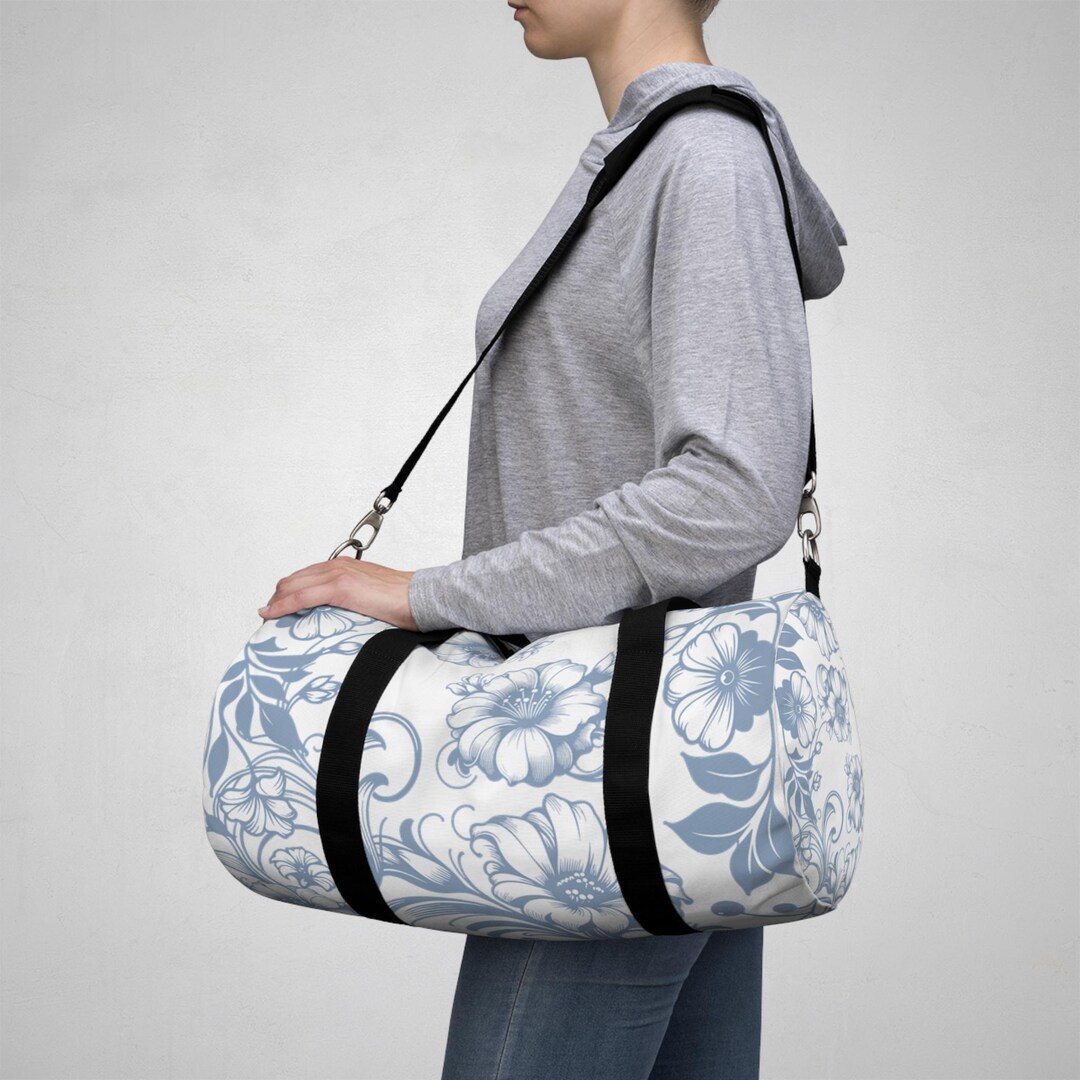 Blue Floral Pattern Duffel Bag | Vintage Botanical Print - Etsy