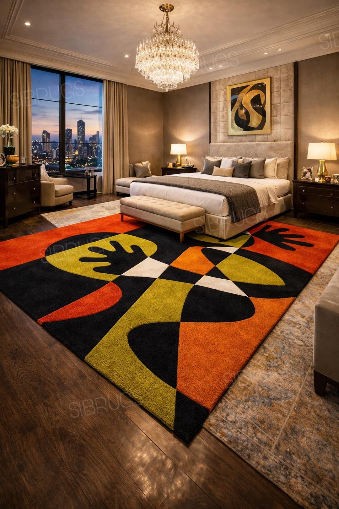 Abstract Face Area Rug – Mid-century Modern Color Block Floor Decor - Etsy