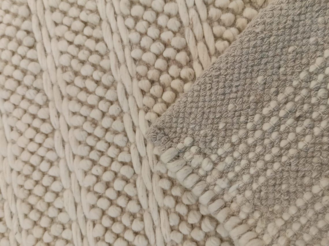 Handwoven Cotton Dari Rug | Neutral Beige Flatweave Area Rug | Boho ...