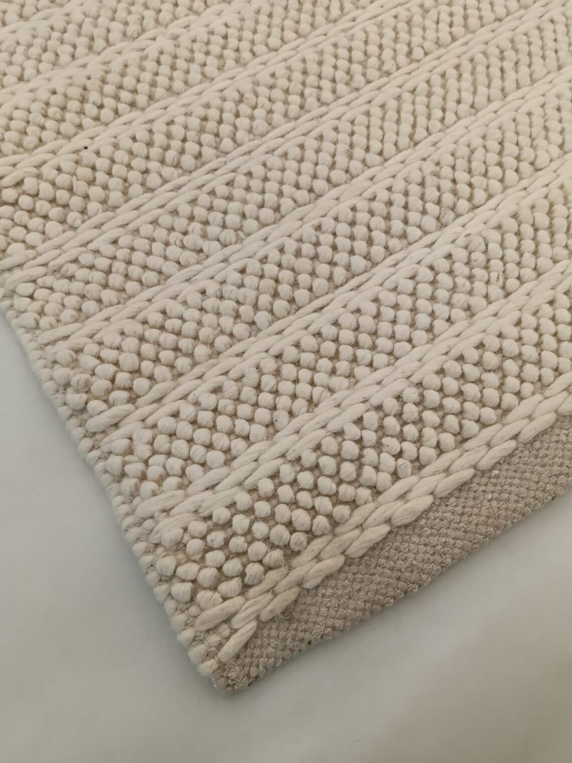 Handwoven Cotton Dari Rug | Neutral Beige Flatweave Area Rug | Boho ...