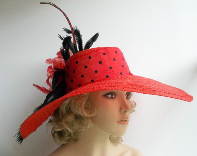 Womens Red Hat Extra Wide Brim Red With Black Kentucky - Etsy