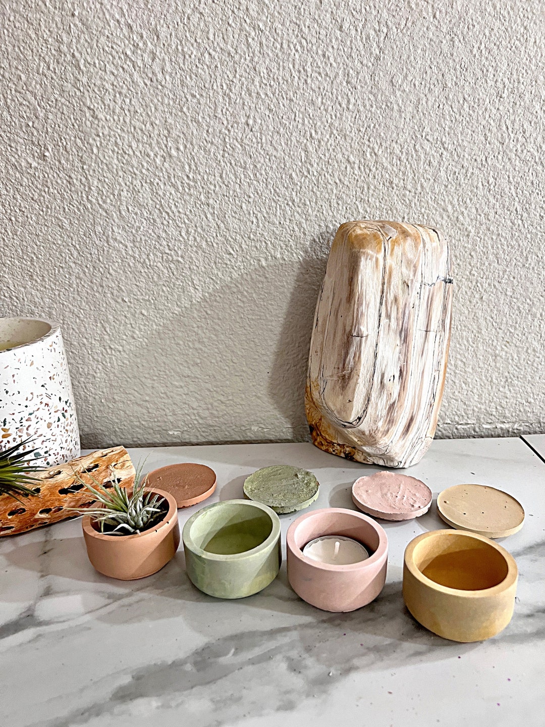 Handpoured Concrete Colorful Mini Pot Plant Trinket Jewelry Storage ...