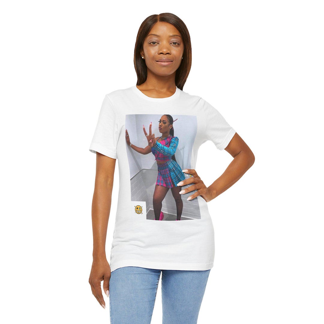 Plaid Megan Miniskirt Girl Photo Tee | Graphic Photo Print T-shirt - Etsy
