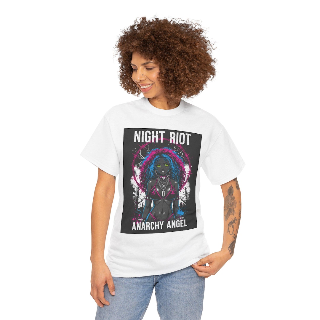 Night Riot Anarchy Angel T-shirt | Dark Neon Angel Graphic Tee - Etsy