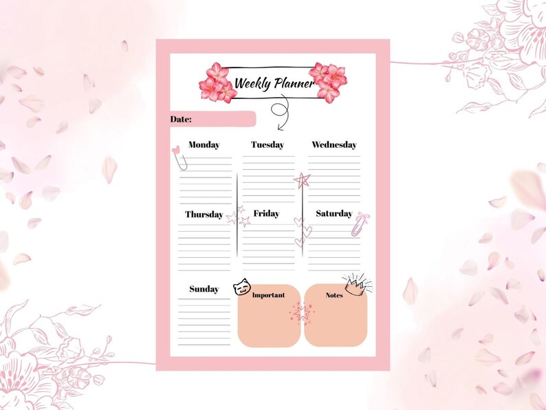 Weekly Planner Printable A4 A5 | Minimal Weekly Schedule | Instant ...