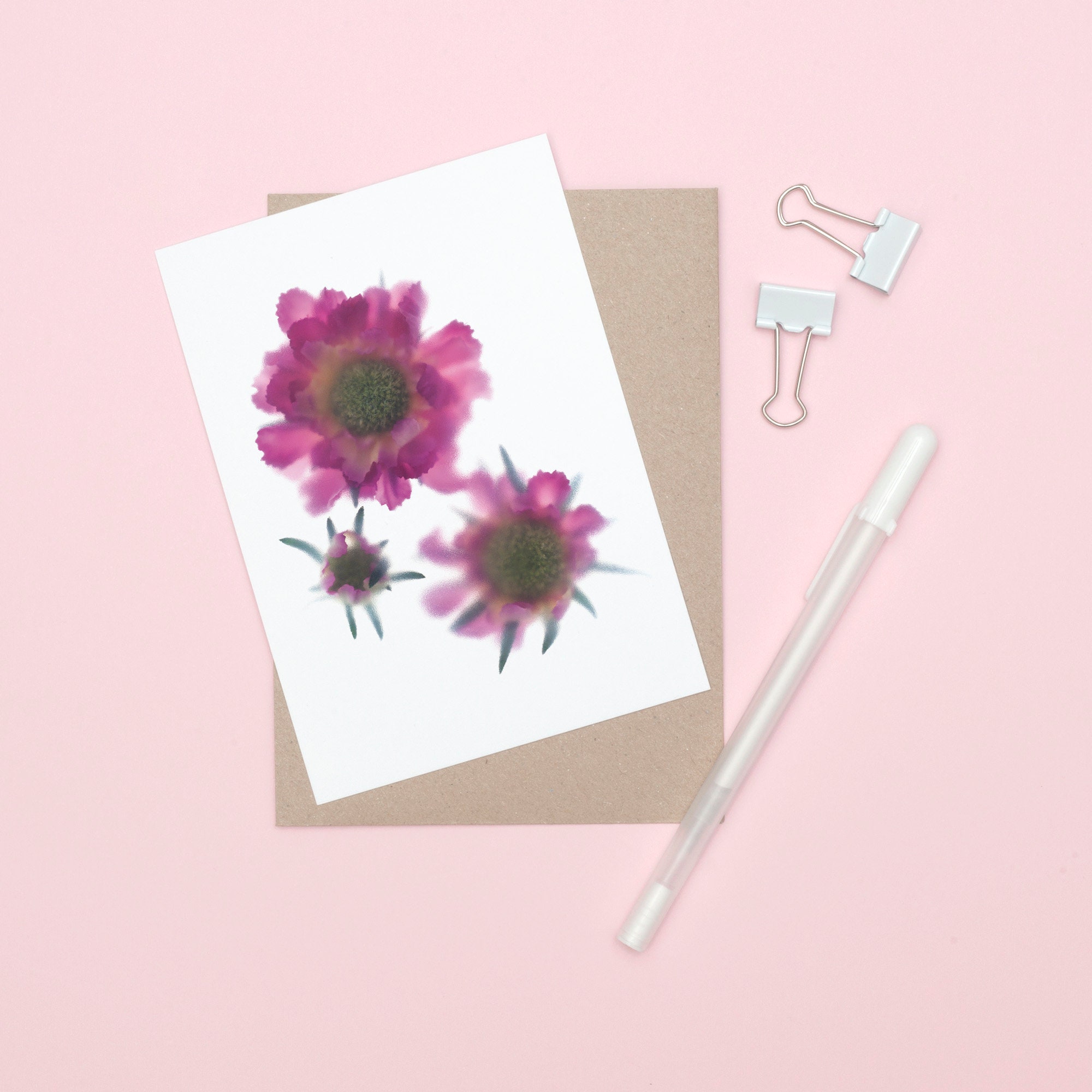 Pink Floral Note Cards Botanical Cards Floral Art Card Any - Etsy