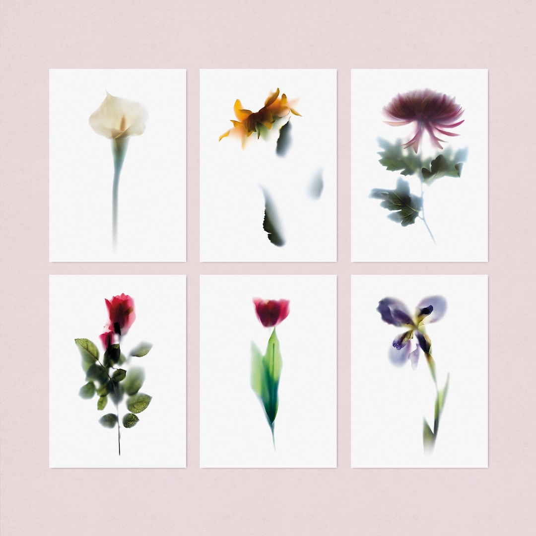 Assorted Flower Postcards Botanical Cards Floral Art Prints Small Art ...