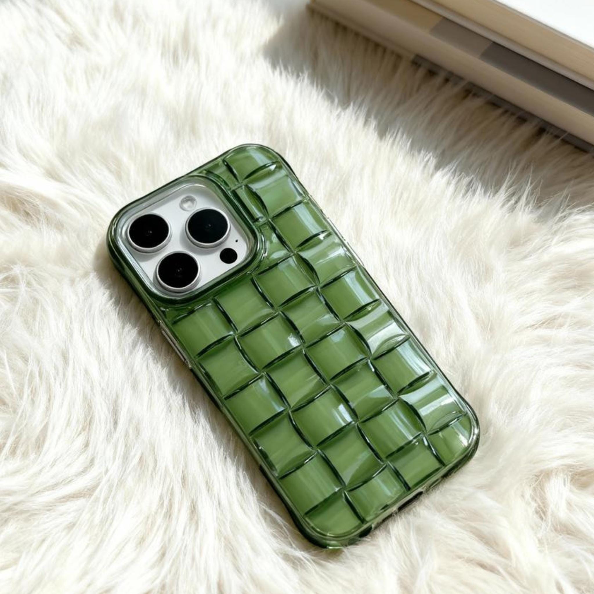 3D Green Woven Plaid iPhone Case – Soft Cube Texture Cover - Etsy