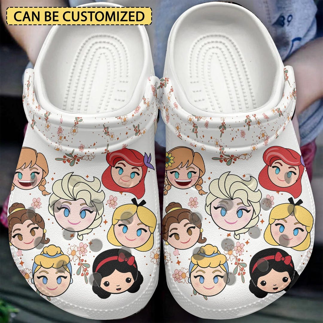 Custom Name Princess Emoticon Disney Cartoon Clogs for Kids and Adults ...