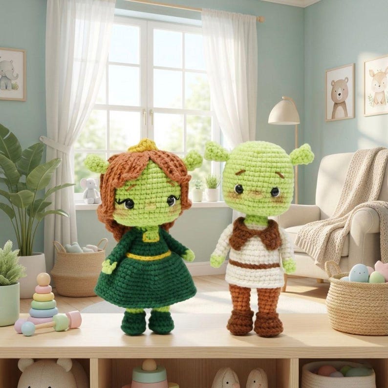 Shrek& Fiona Amigurumi Crochet Pattern PDF, Plush Toy DIY, Digital ...