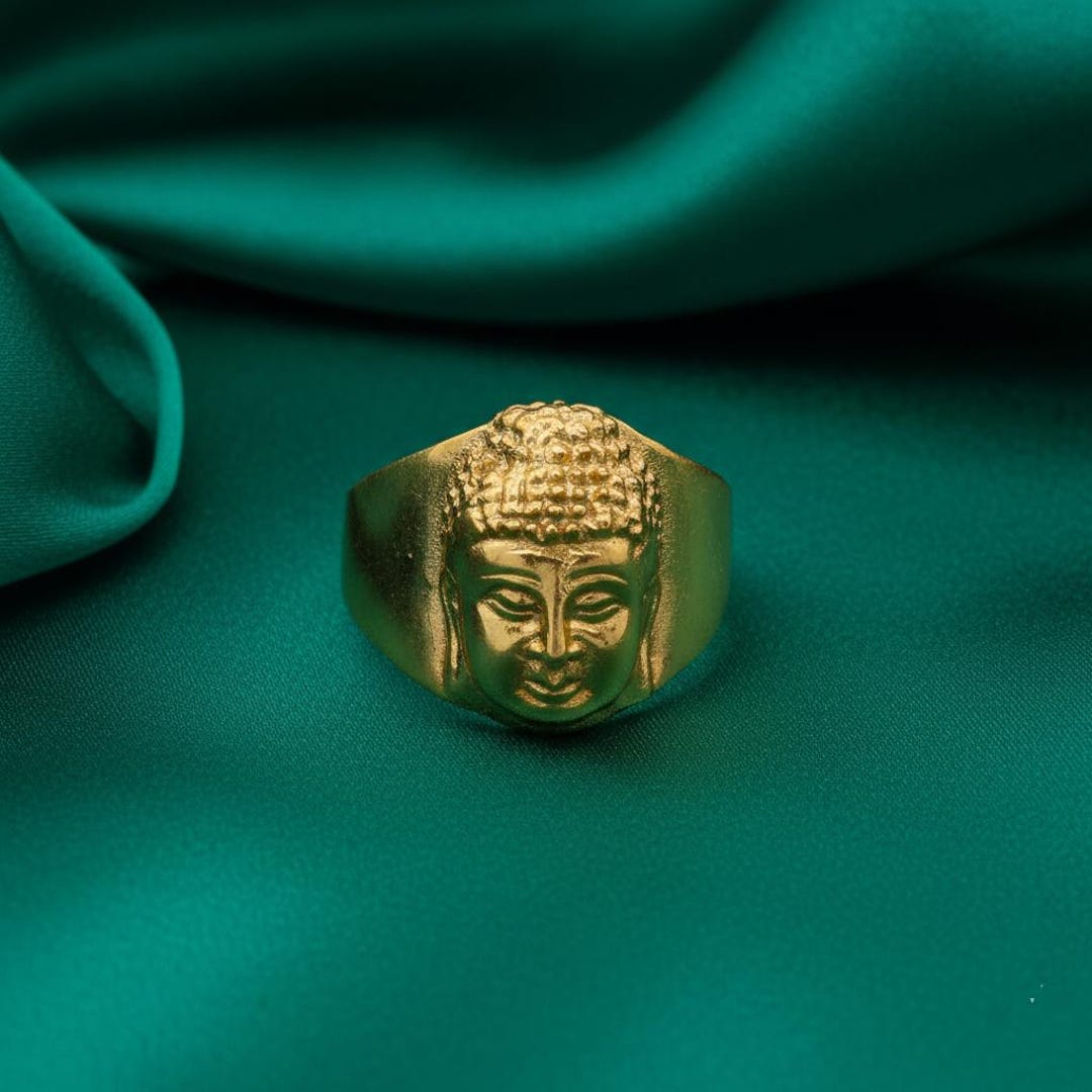 Buddha Ring, Gold Filled Ring, Gold Buddha Face Dome Ring, Spiritual ...