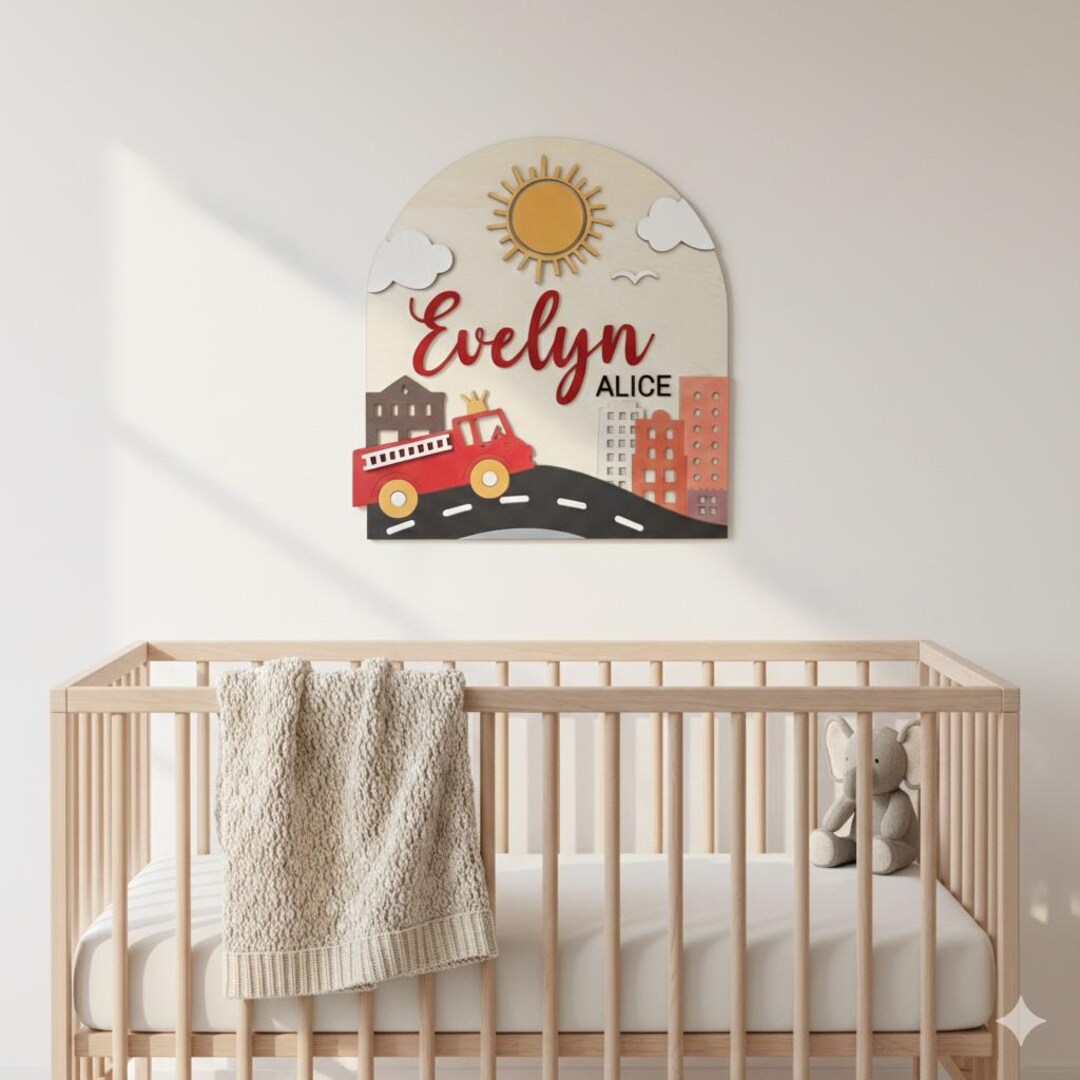 Custom 3D Red Car Baby Name Sign - Personalized Nursery Wall Decor ...