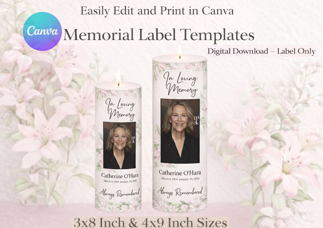 Memorial Candle Label Template | Canva Editable | in Loving Memory 3x8 ...
