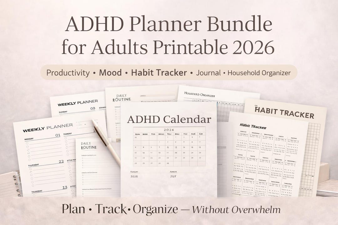 ADHD Digital Planner Bundle for Adults 2026 | Printable Productivity ...