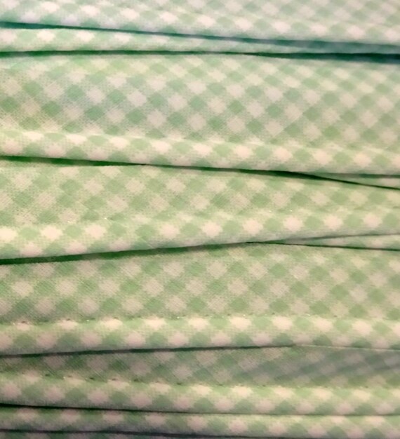PIPING Green & White Gingham Piping W Cotton Cord By-the-yard - Etsy