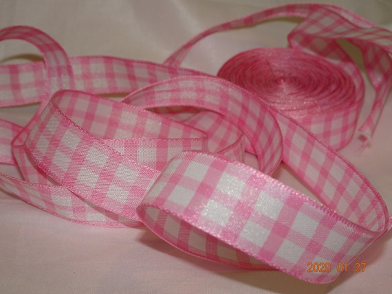 5/8 Pink Gingham Taffeta Ribbon Old Store Stock BTY - Etsy
