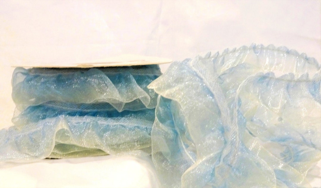 7/8 Organza Ruffle Light Blue Ombre Gathered Ribbon Trim - Etsy