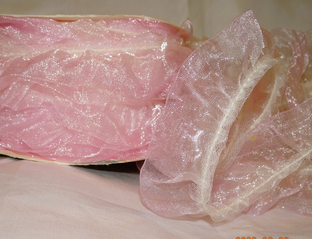 7/8" Pink Chiffon Organza Gathered Ribbon - Etsy