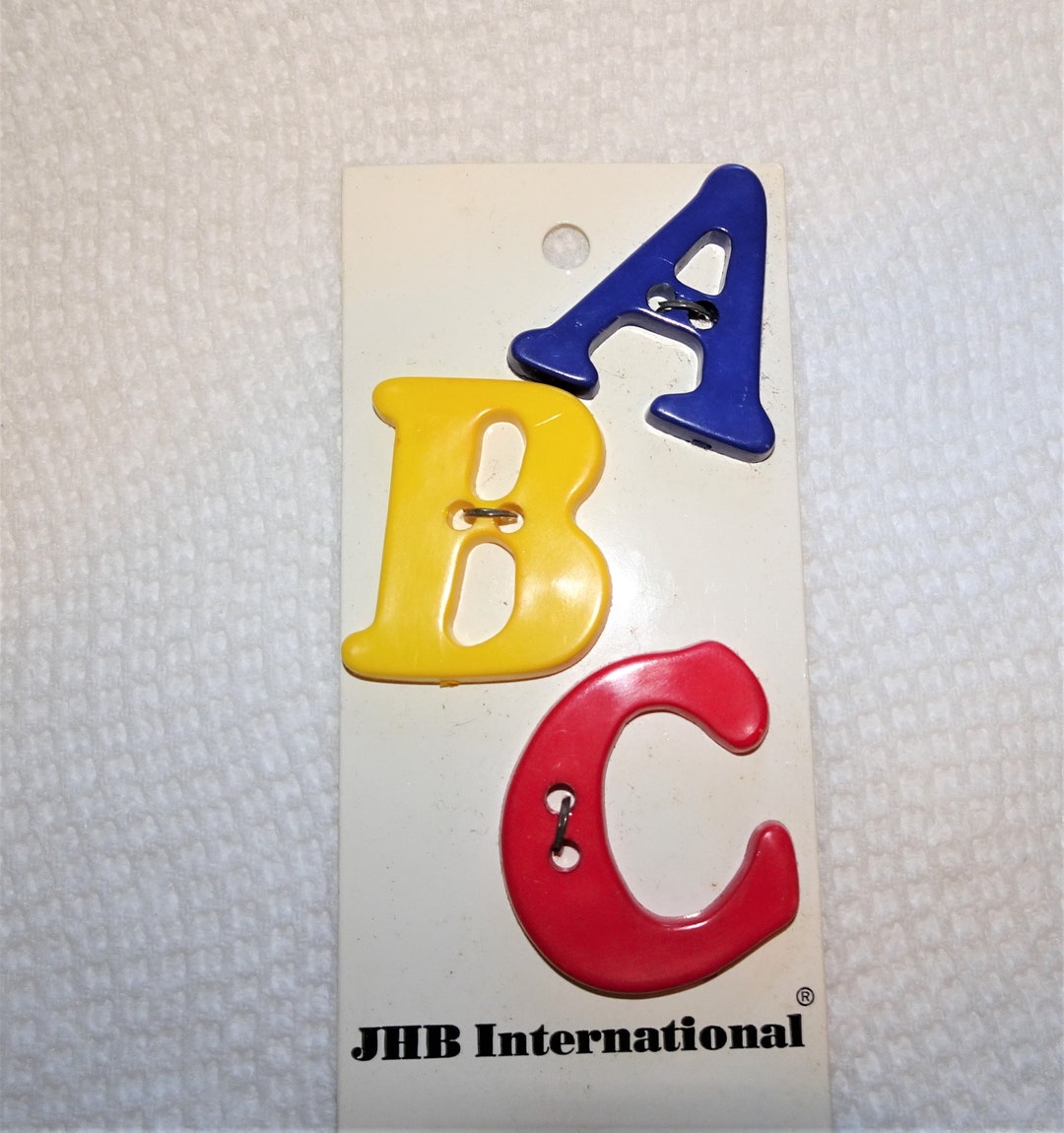 Alphabet A-B-C Buttons 1-1/8" Sew-thru Vintage Buttons Made in England ...