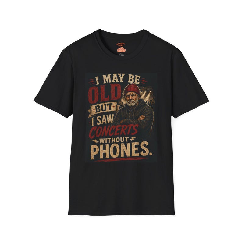 Old Man Concert Humor T Shirt, No Phones Allowed, Vintage Rock & Roll ...