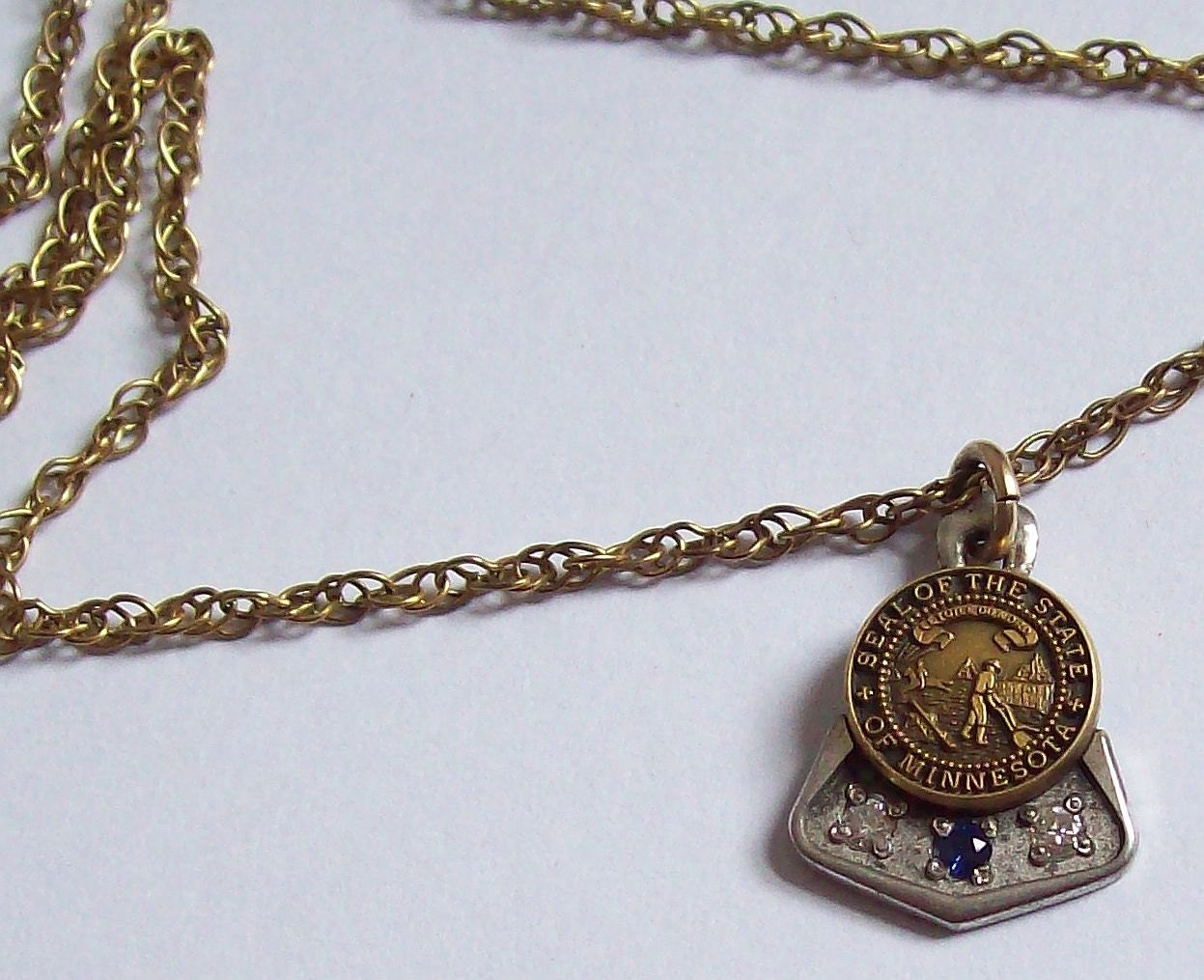 Sterling silver state of MN service award pendant on gold | Etsy