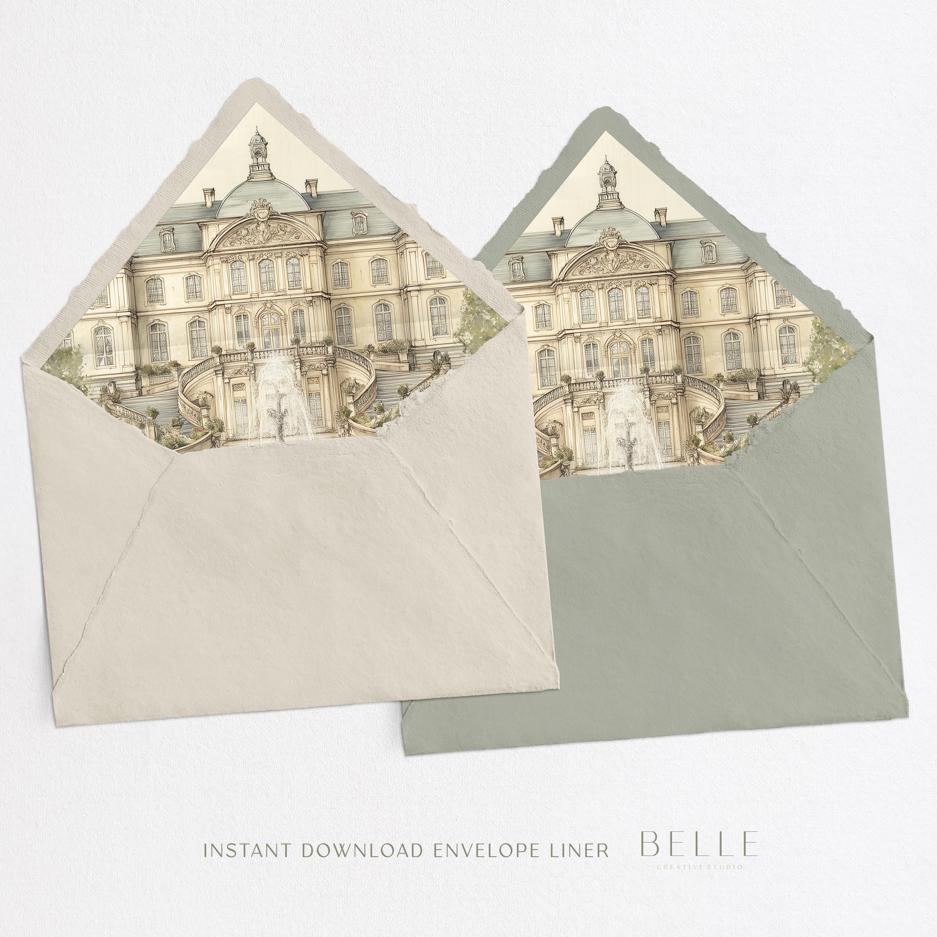 European Palace Envelope Liner Printable | Luxury Wedding Envelope ...