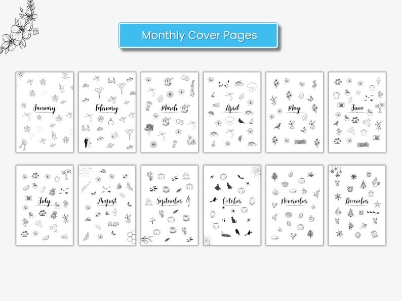 2026 Calendar & Monthly Cover Pages Printable – 12 Month Covers and ...