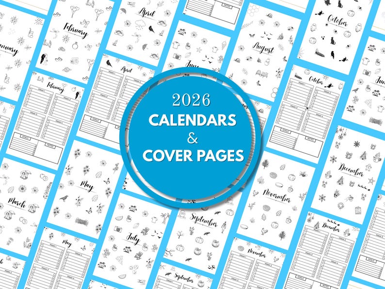 2026 Calendar & Monthly Cover Pages Printable – 12 Month Covers and ...