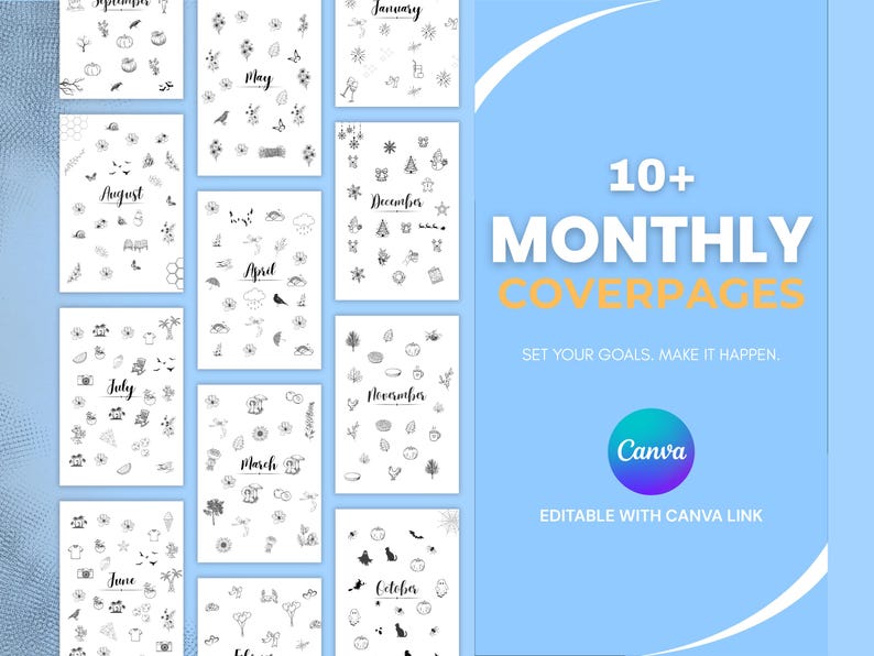 2026 Monthly Planner & Calendar, Editable Canva Template, 12 Month ...