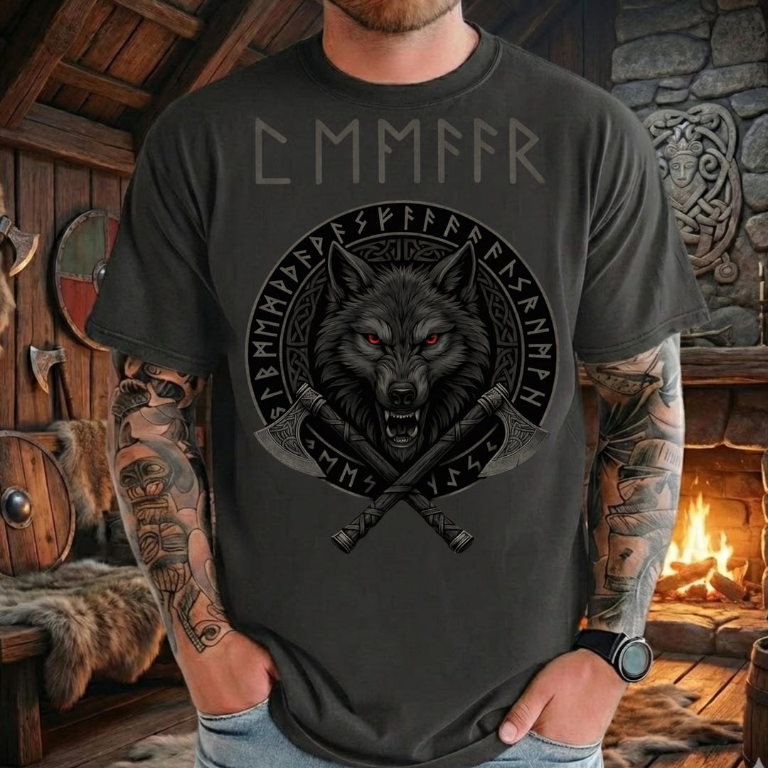 Viking Wolf Rune PNG Dark Norse Design Sublimation PNG. Commercial Use ...