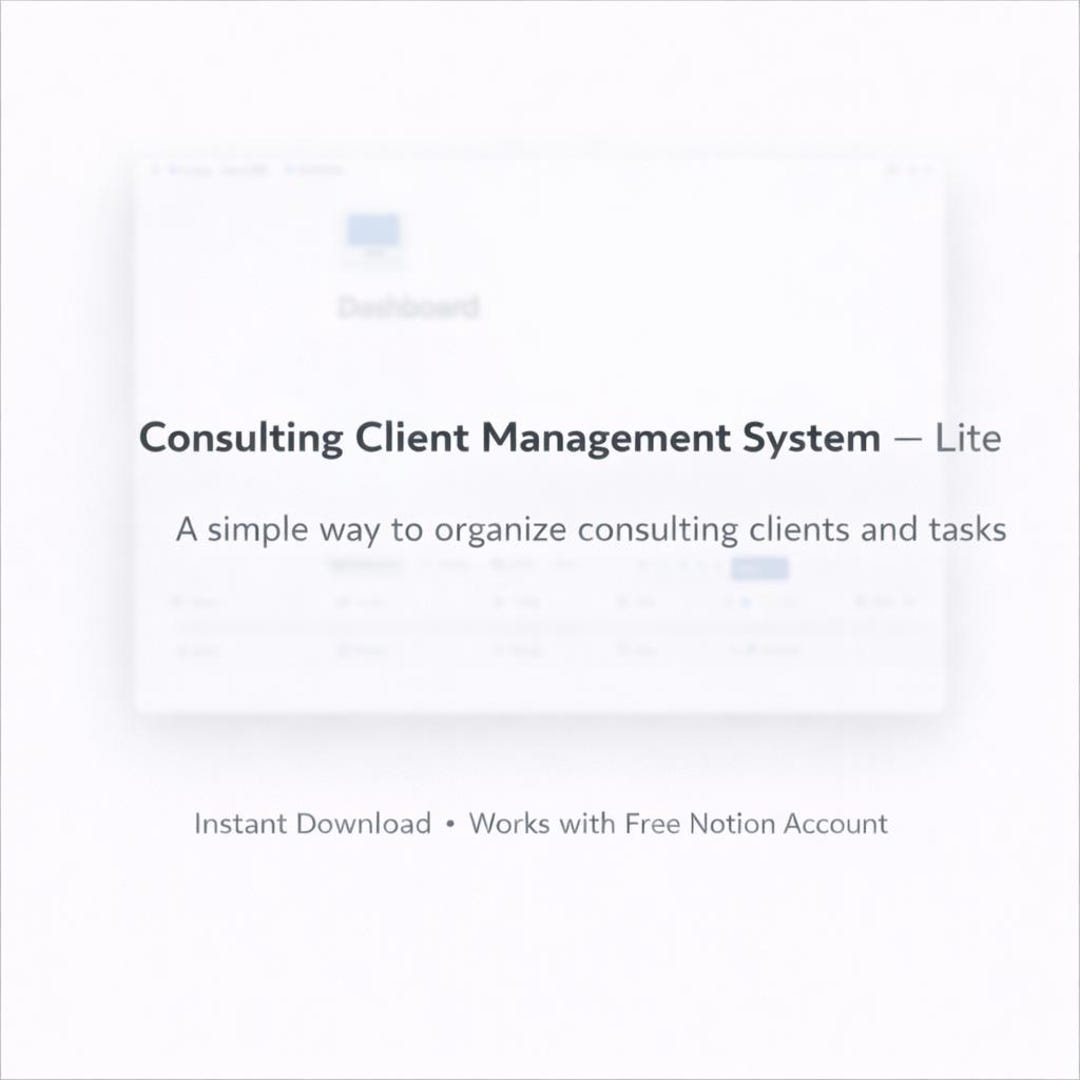 Consulting Client Management System – Simple Notion Client & Task CRM ...