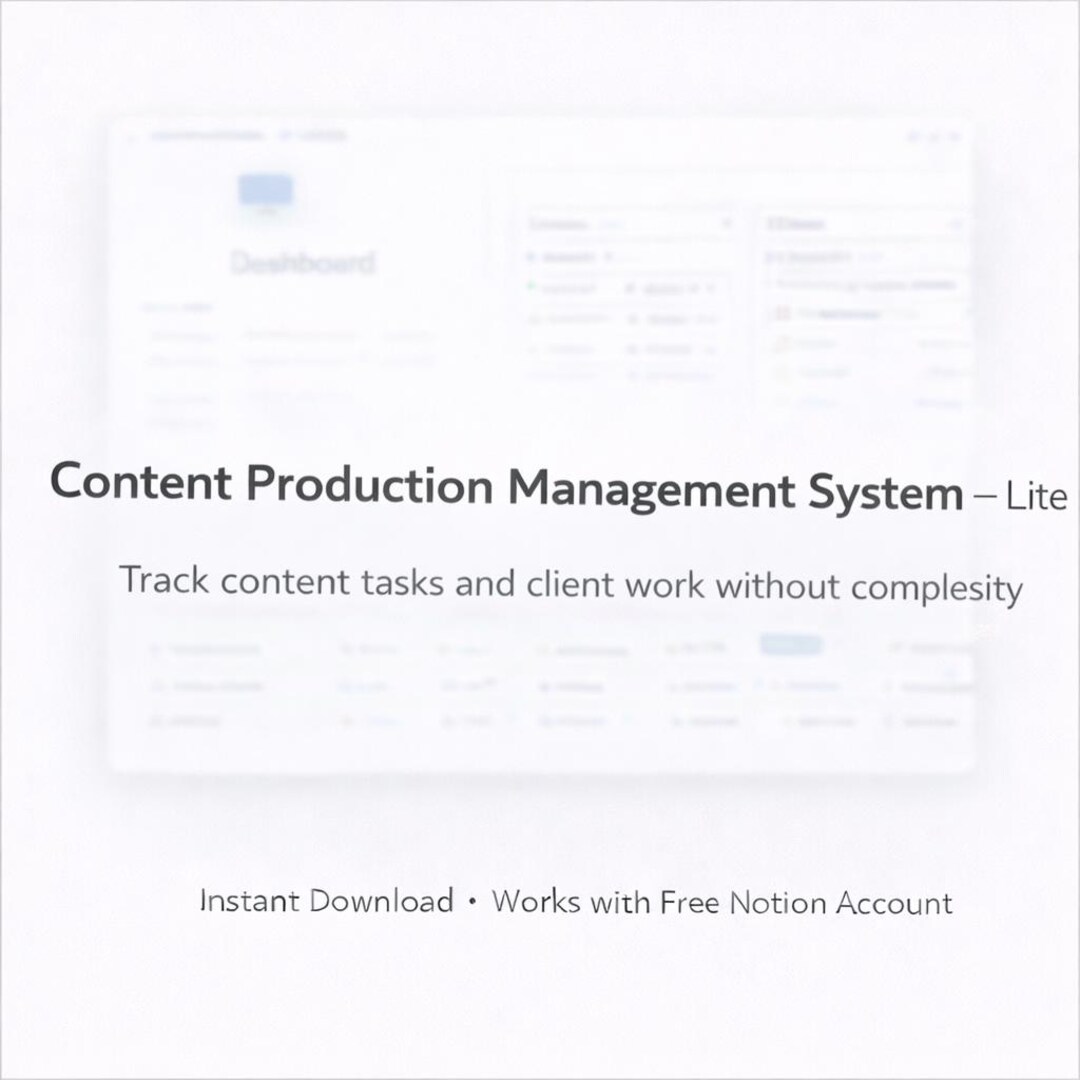 Content Production Management System — Lite – Notion Client & Project ...