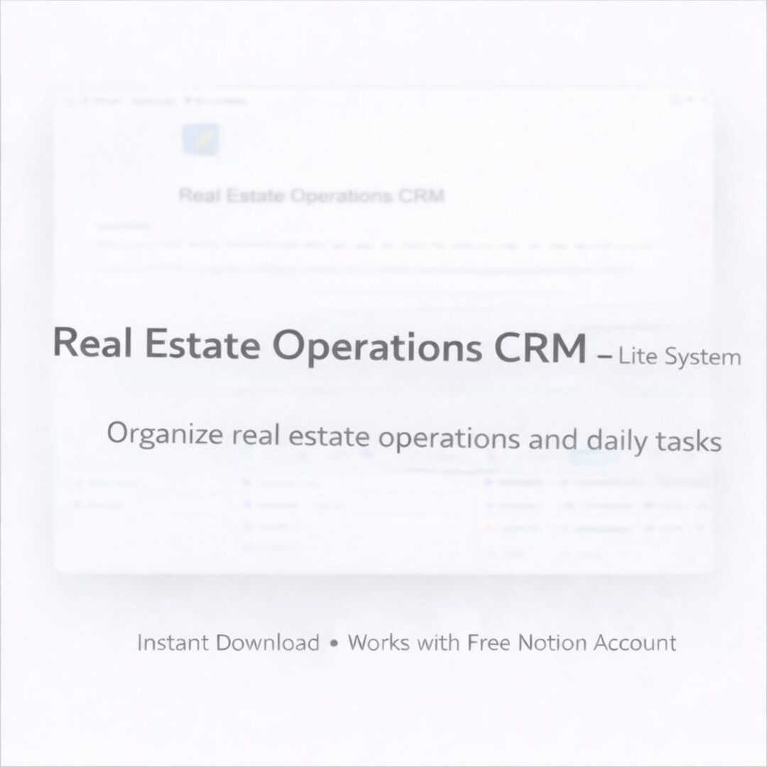 Real Estate Operations CRM — Simple Ops & Task System (lite) - Etsy