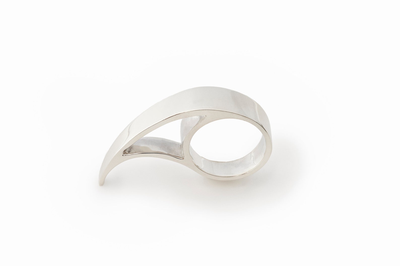 Contemporary Sterling Silver Double Ring Silver Statement Ring Knuckle ...