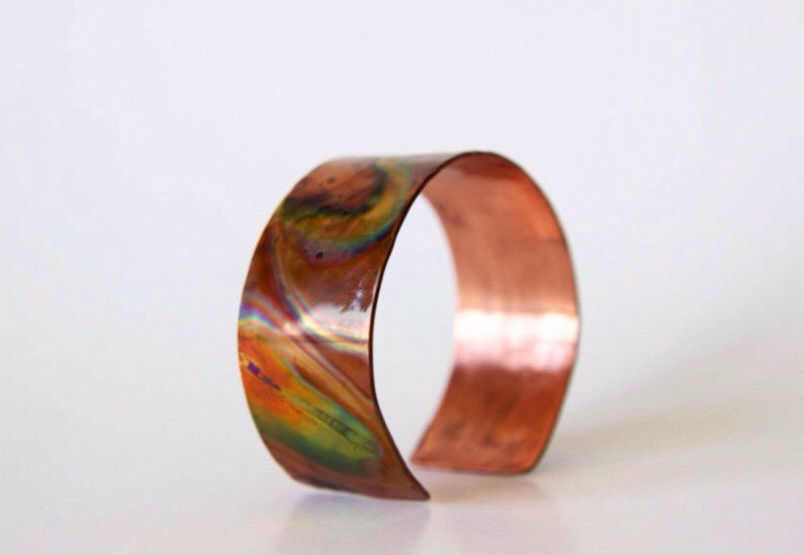 Rustic Copper Cuff - Rainbow Heat Patina Cuff - Hammered Copper Cuff ...