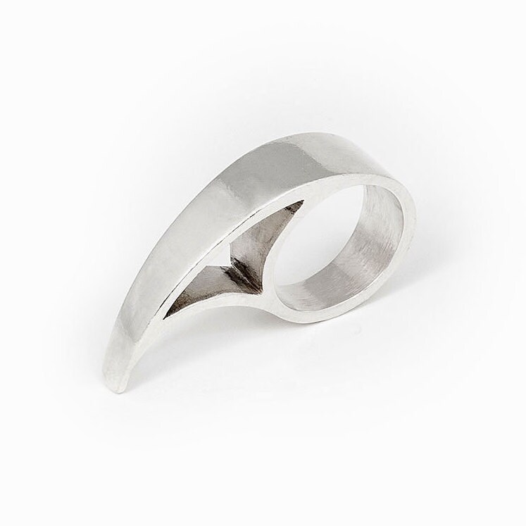 Contemporary Sterling Silver Double Ring Silver Statement | Etsy