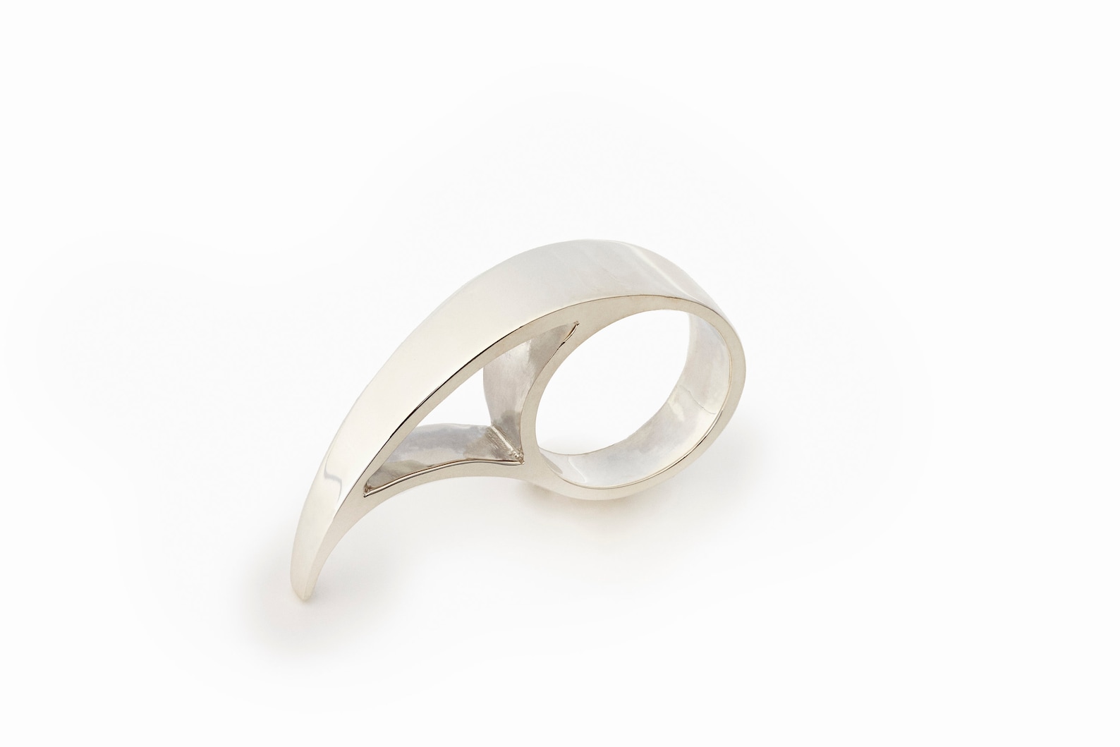 Contemporary Sterling Silver Double Ring Silver Statement Ring Knuckle ...