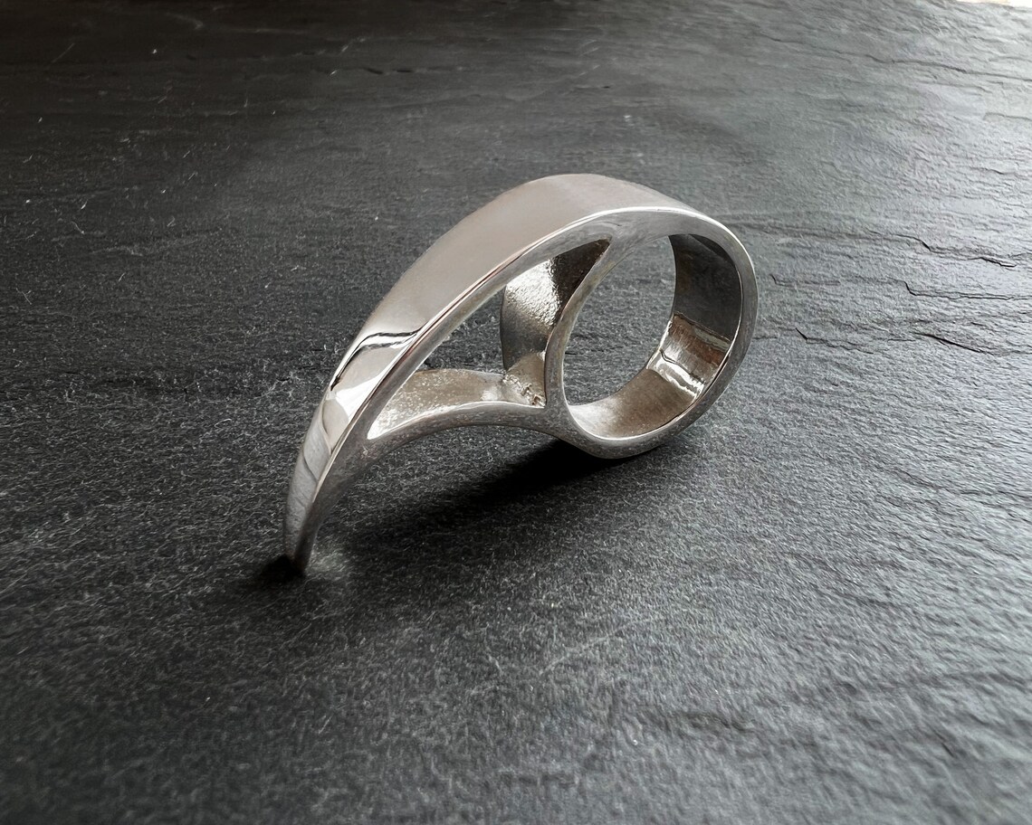 Contemporary Sterling Silver Double Ring Silver Statement Ring Knuckle ...