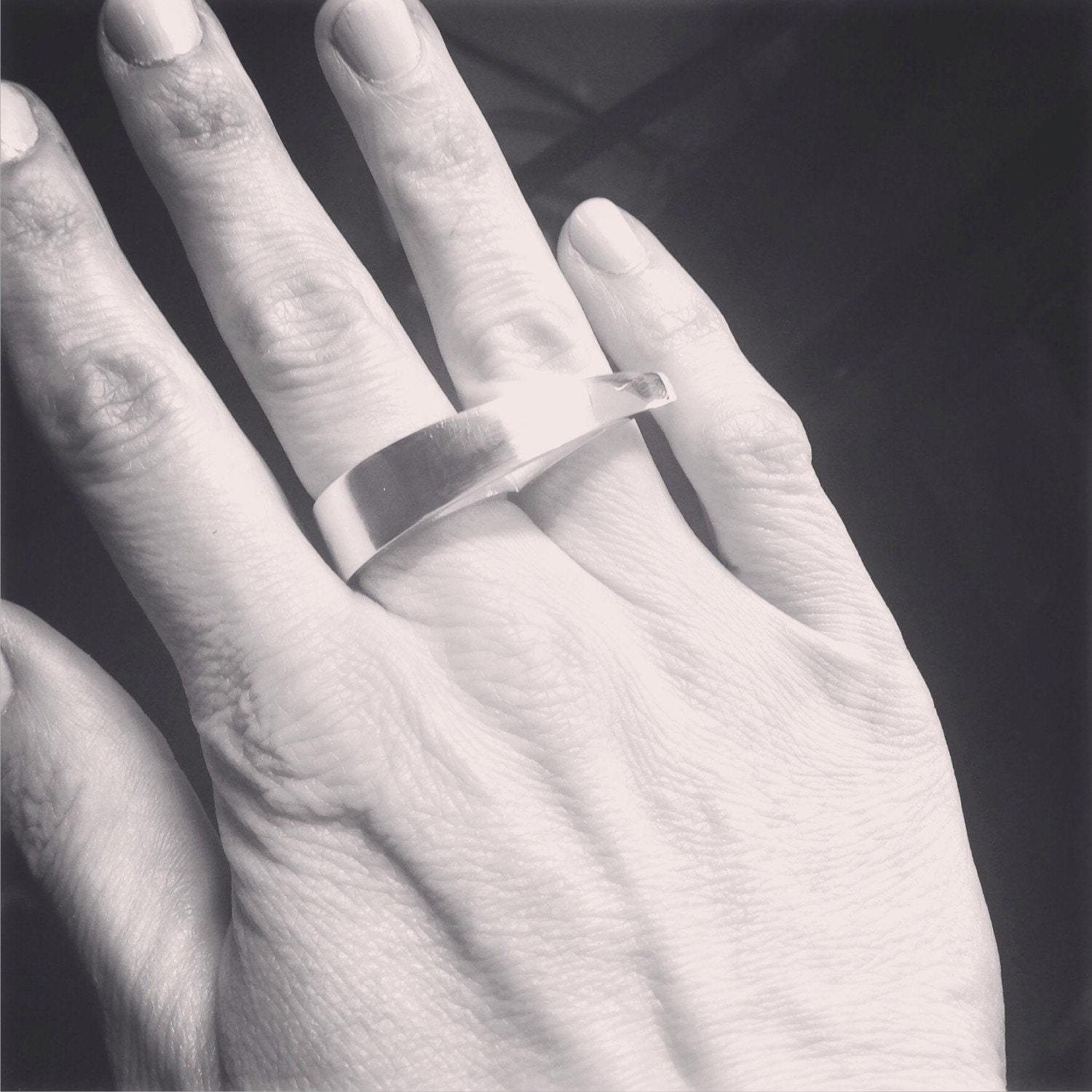 Contemporary Sterling Silver Double Ring Silver Statement Ring Knuckle ...