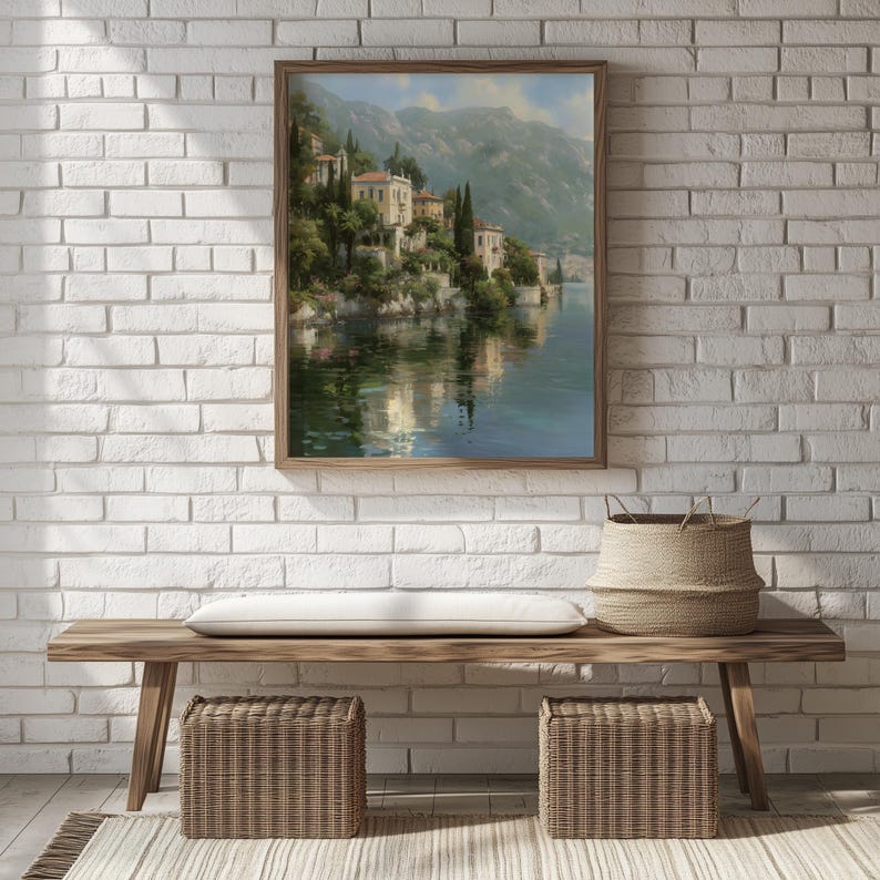 Rustic Mediterranean Lake Como Landscape - Serene Villas and Cypress ...